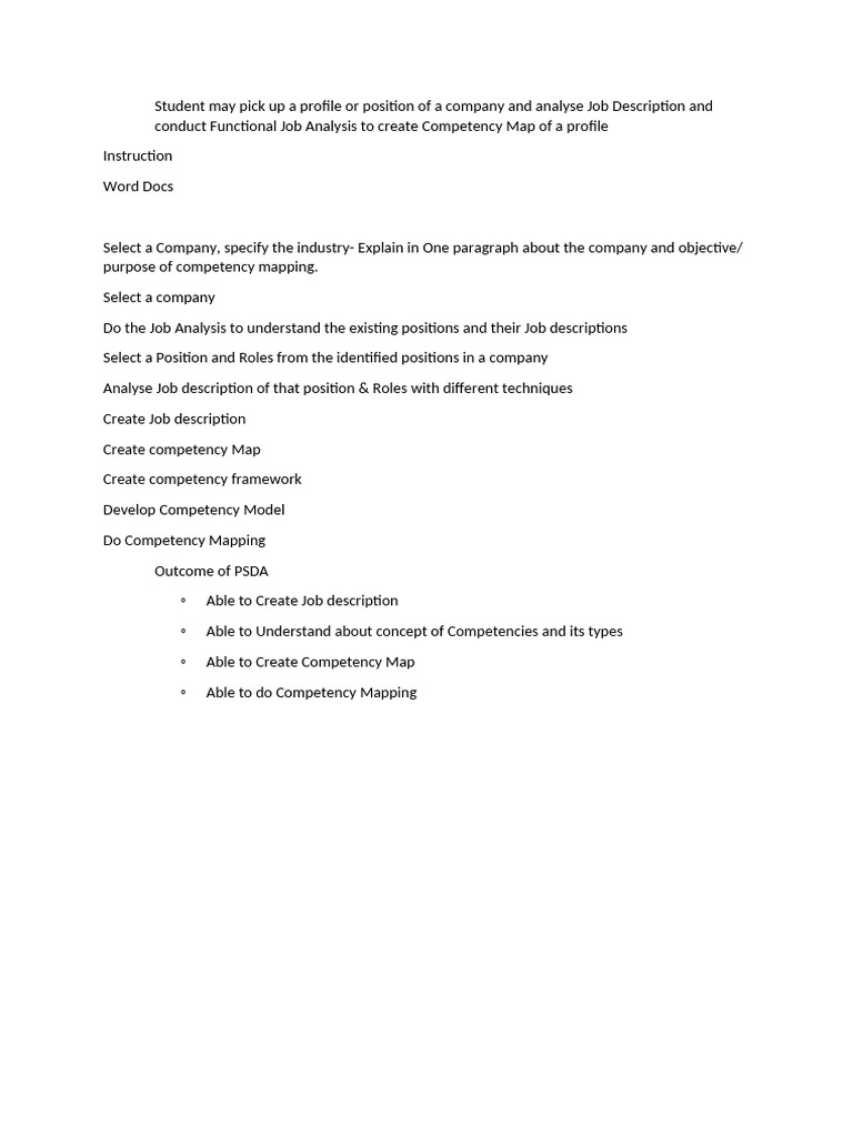 Competency Mapping PSDA | PDF