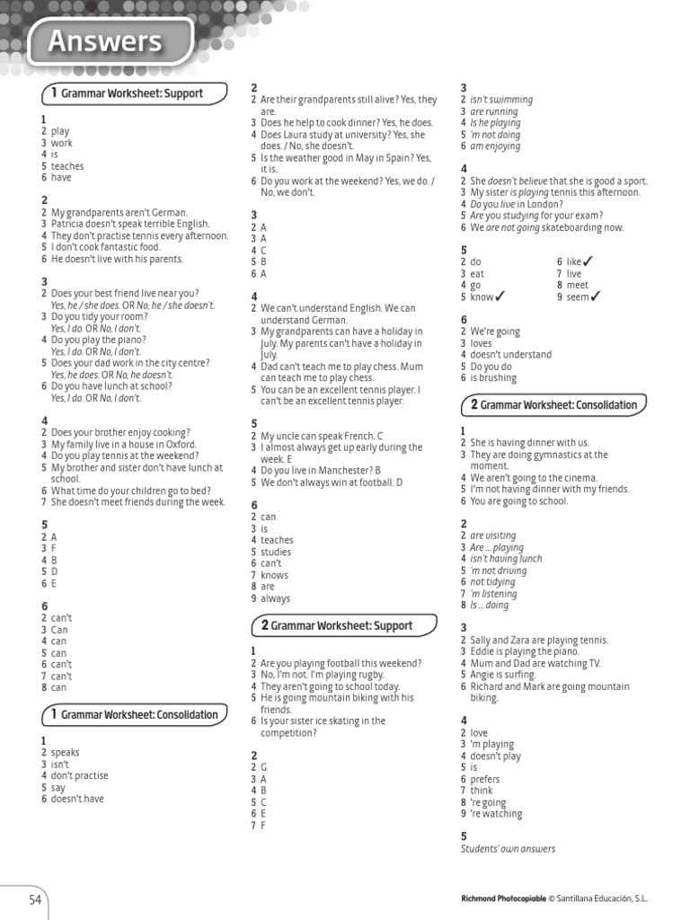 Achievers A2 Grammar Worksheet Answers | PDF