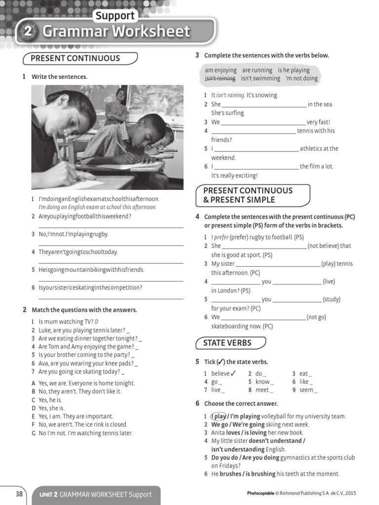 Achievers A2 Grammar Worksheet Support Unit 2 | PDF