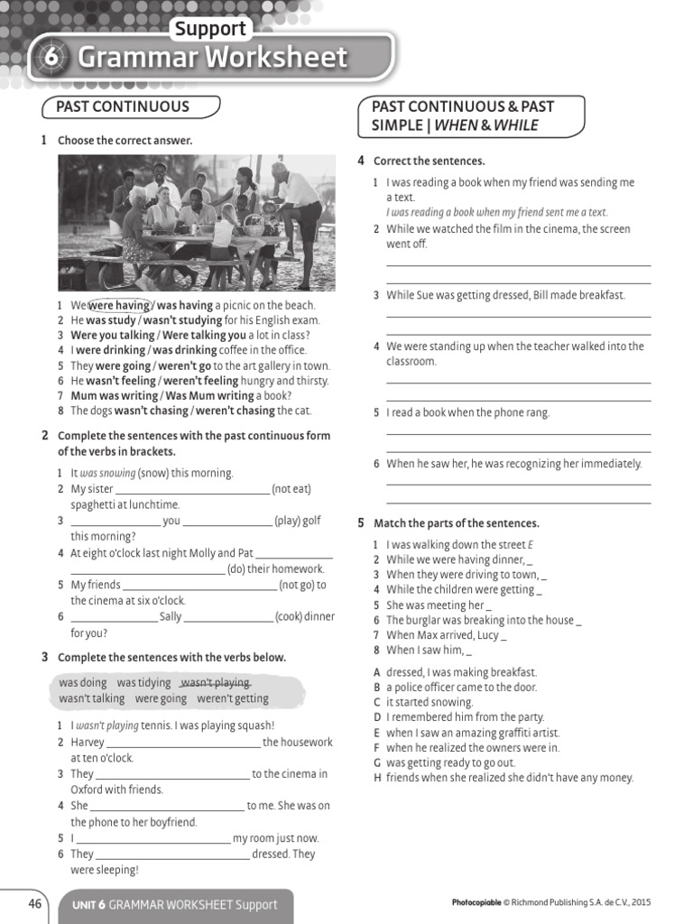Achievers A2 Grammar Worksheet Support Unit 6 | PDF