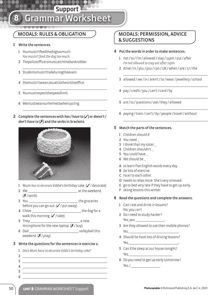 Achievers A2 Grammar Worksheet Support Unit 8 | PDF