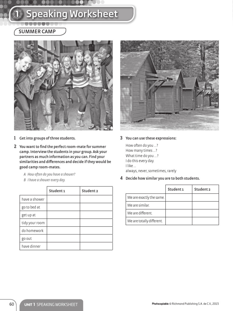 Achievers A2 Speaking Worksheet Unit 1 | PDF