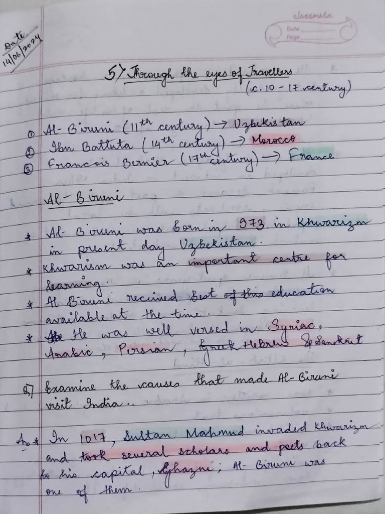 History, Class 12, Chp-6, Through The Eyes of Travellers | PDF