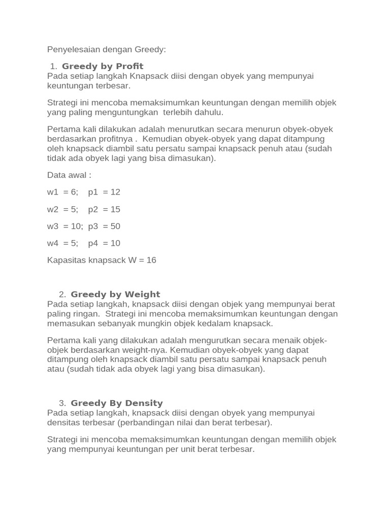 Penyelesaian Dengan Greedy | PDF