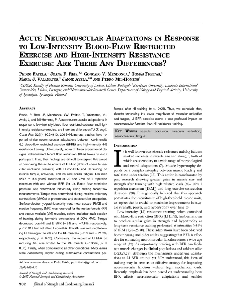 Acute Neuromuscular Adaptations in Response To.3 | PDF