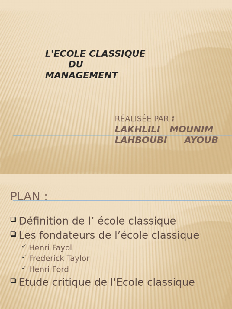 L'Ecole Classique | PDF