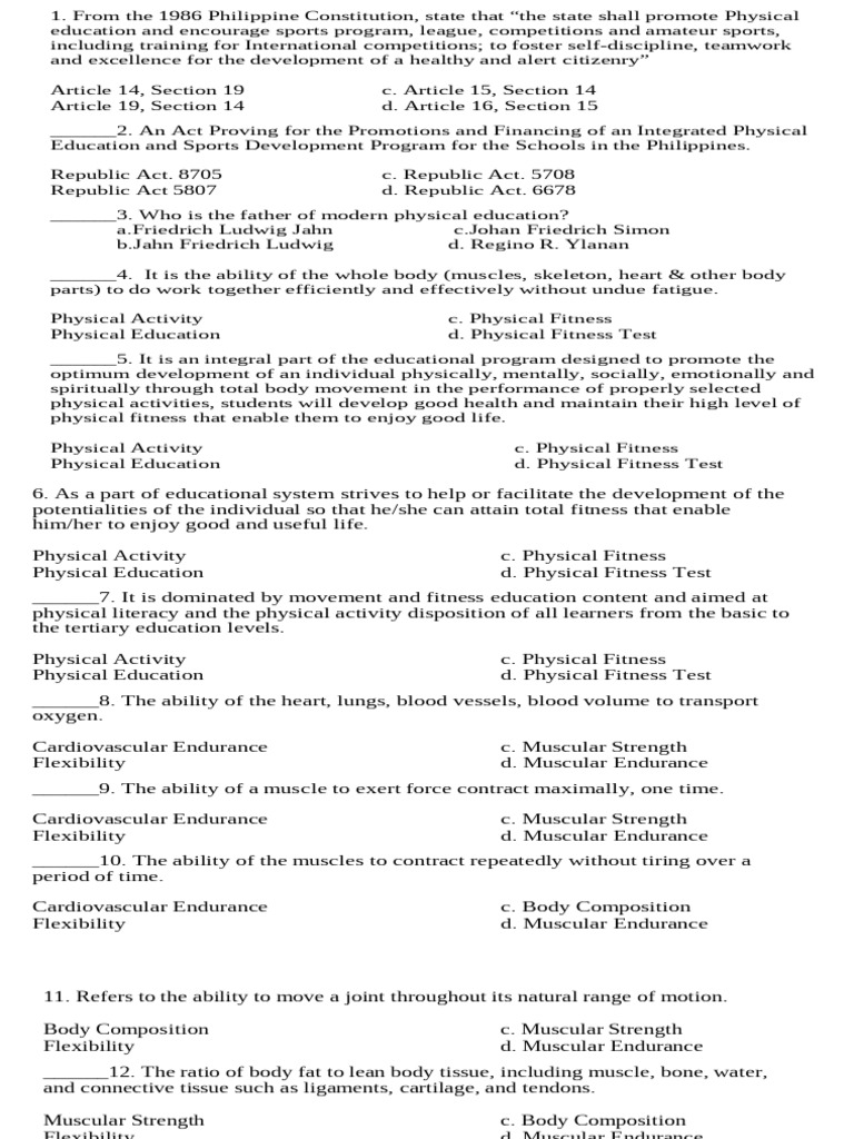 Pe 1 Long Quiz | PDF