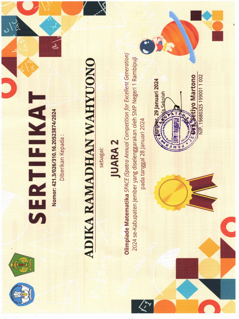 Juara 2 Olimpiade Matematika Adika | PDF