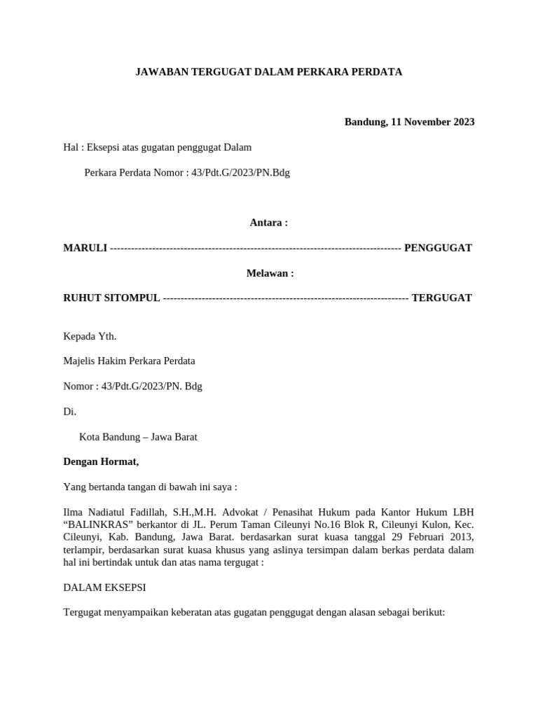 CONTOH_REPLIK_DAN_DUPLIK_DALAM_PERKARA_P | PDF