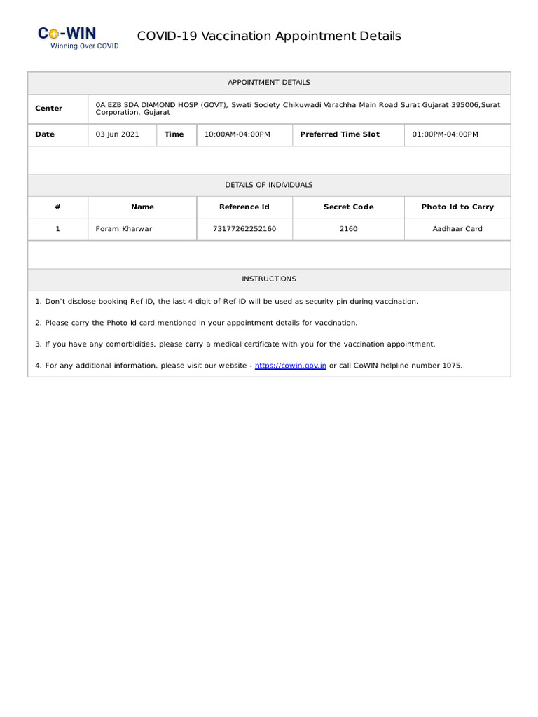 Appointment Slip | PDF