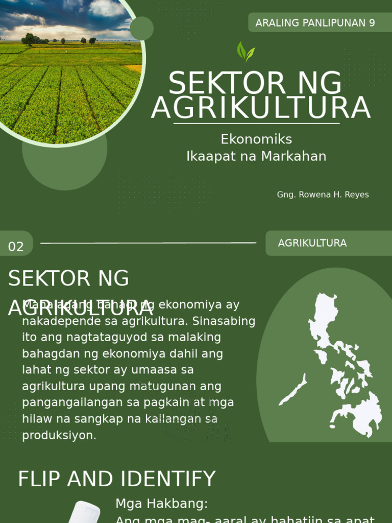 SEKTOR NG AGRIKULTURA - Konsepto at Kahalagahan | PDF