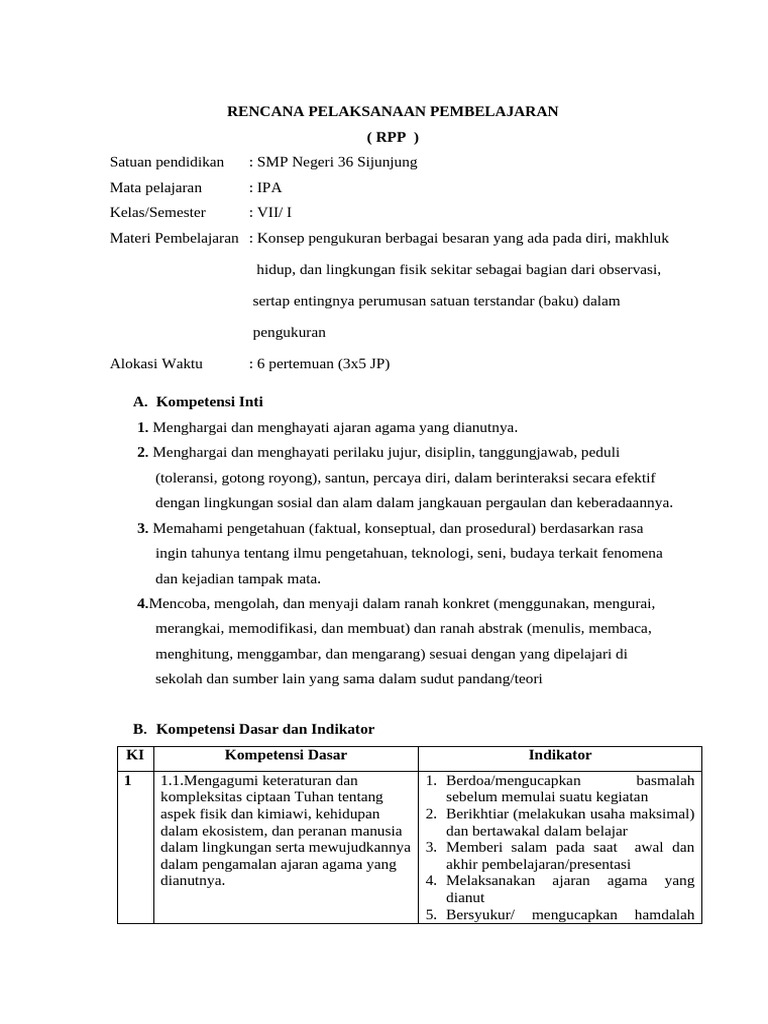 RPP VII Sem 1 | PDF