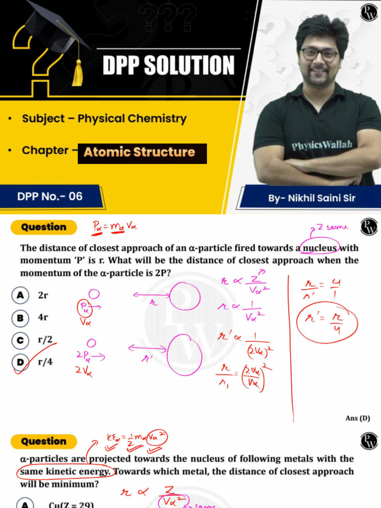 Atomic Structure Dpp 06 Solution Notes Arjuna Jee 2025 Pdf