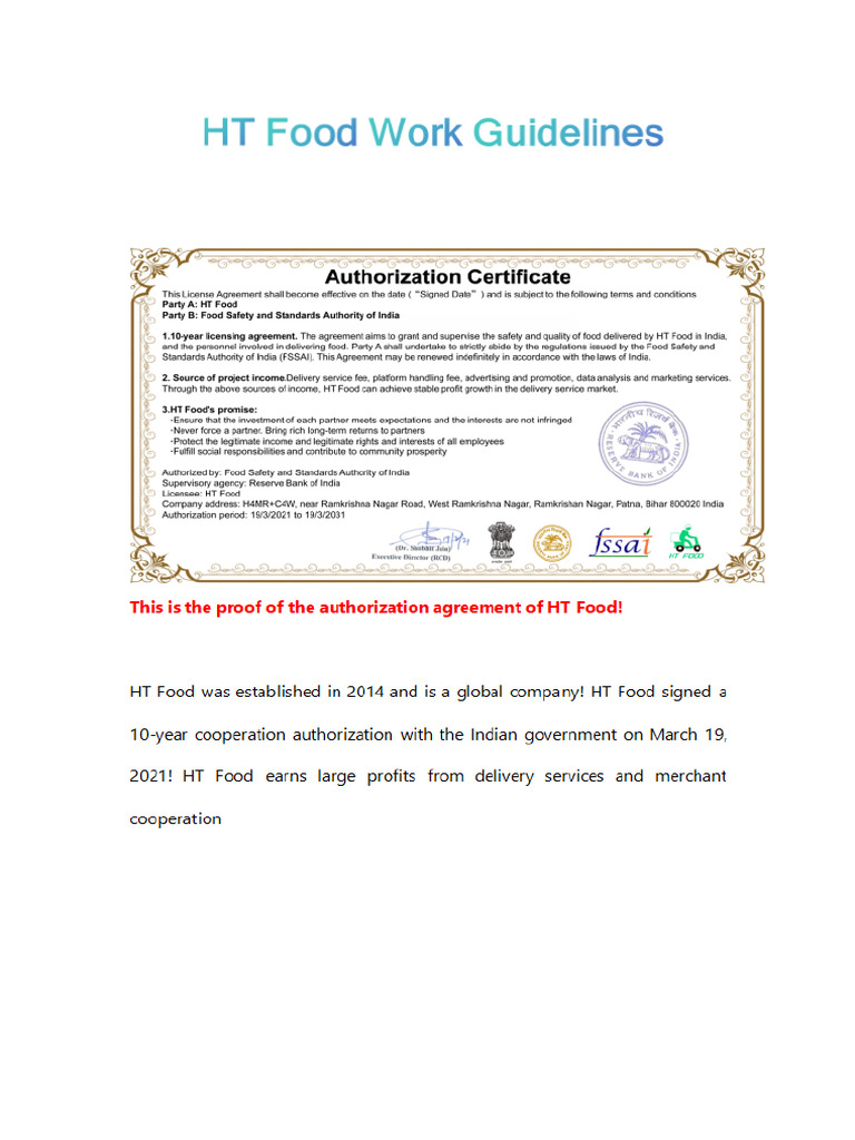 HT Food Work Guide (English) | PDF
