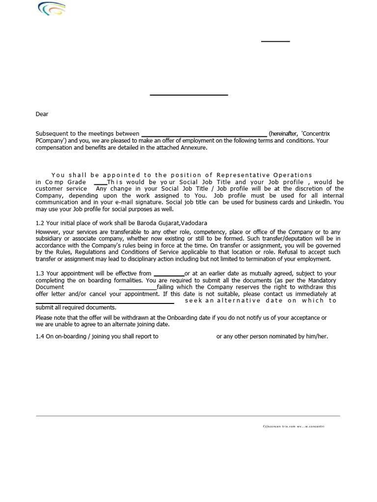 Offer Letter | PDF