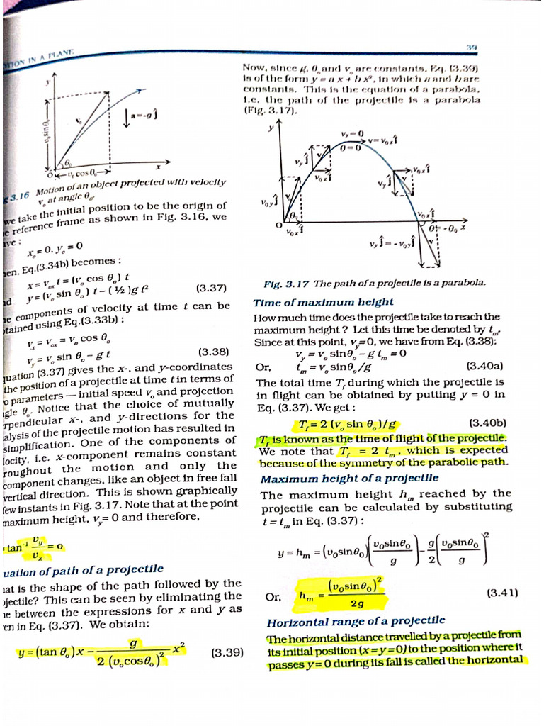PROJECTILE Time of Maximum Height | PDF