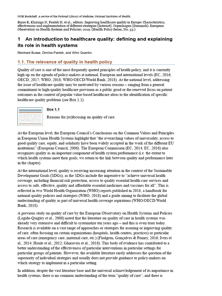 An Introduction To Healthcare Quality - Defining and Explaining - Its ...