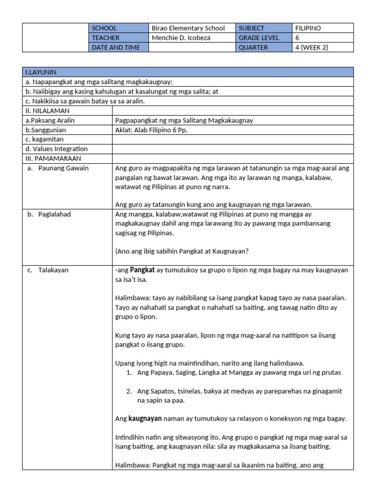 LP Filipino Q4 Week2 | PDF | Languages Of Southeast Asia | Language Arts & Discipline