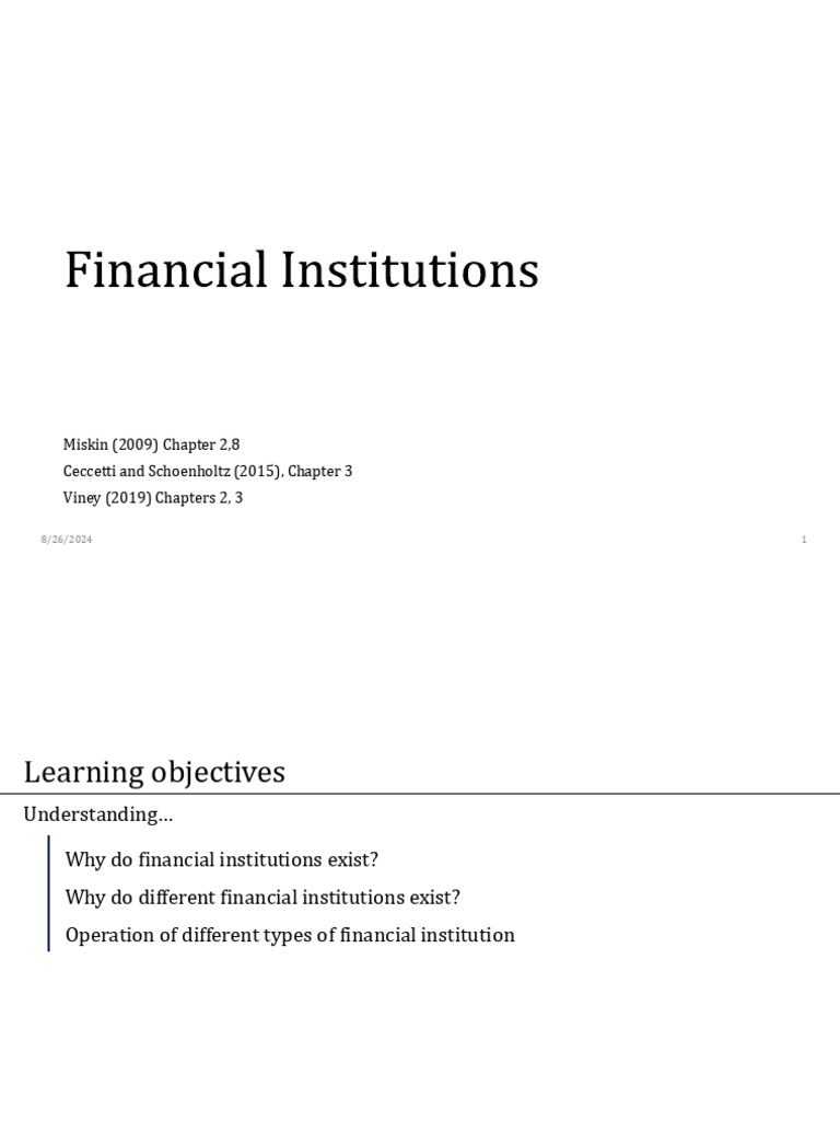 TCHE302 - Topic 7 - Financial Institutions | PDF | Adverse Selection ...