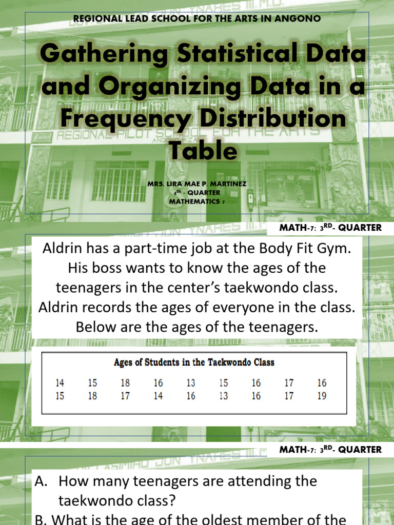 Gathering Statistical Data and Organizing Data in A Frequency Distribution Table | PDF