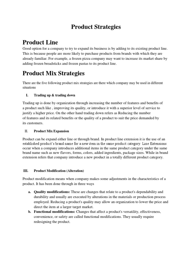 Product Mix Strategies | PDF | Product (Business) | Brand