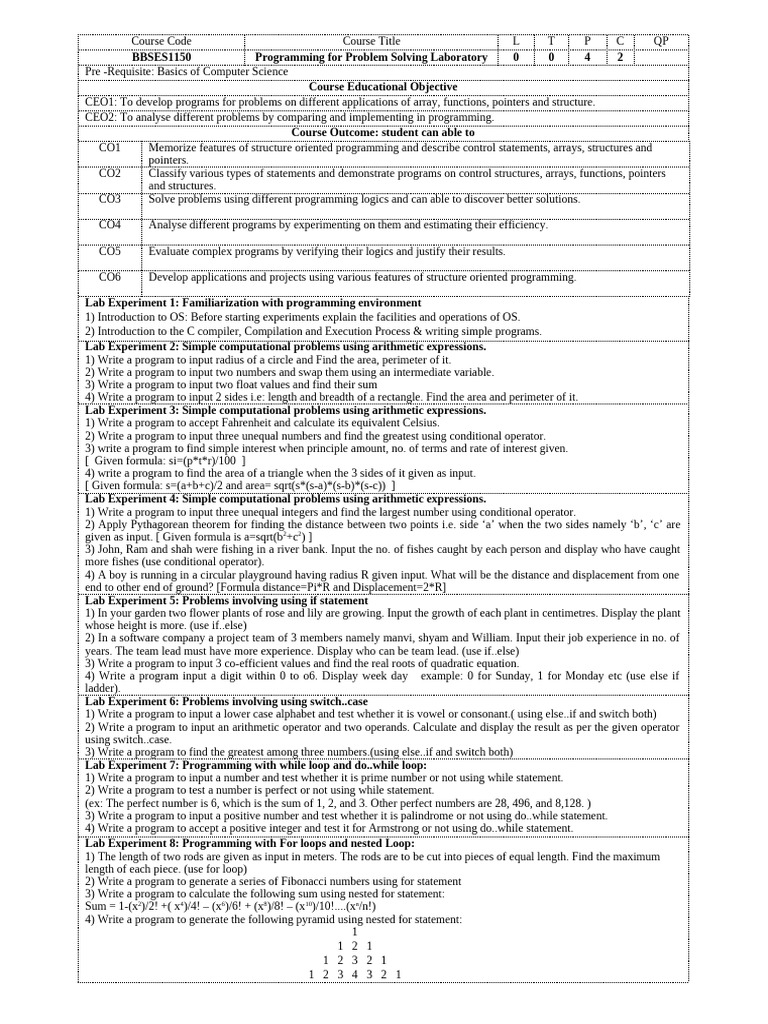 Ar 23 Pps Lab Syllabus | PDF