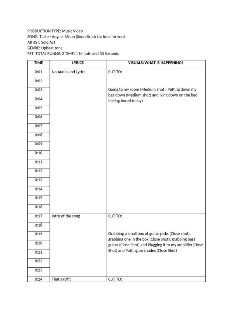 Trinidad of The Song (MV Treatment & Script) | PDF