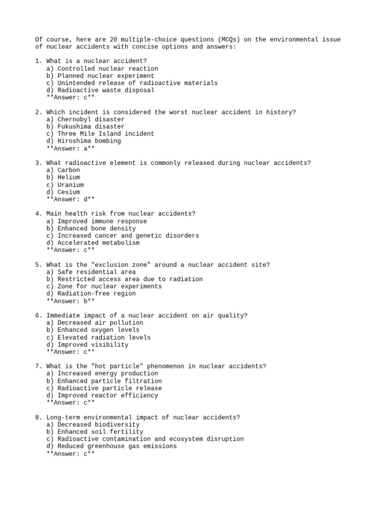 Nuclear Accident Environmental Impact | PDF | Nuclear And Radiation ...