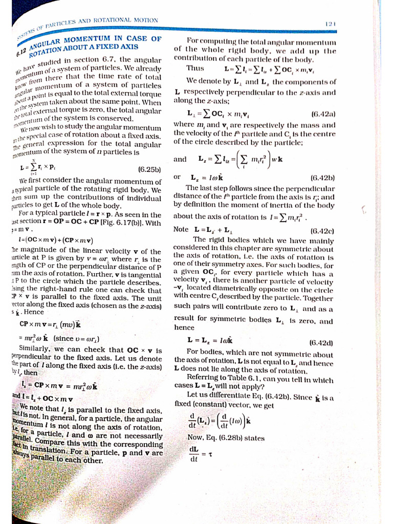 Angular Momentum in Case of Rotation | PDF