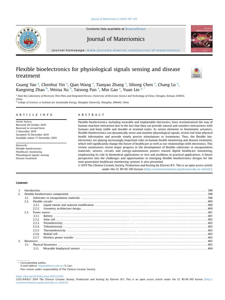 Flexible Bioelectronics For Physiological Signals Sensing and Disease | PDF