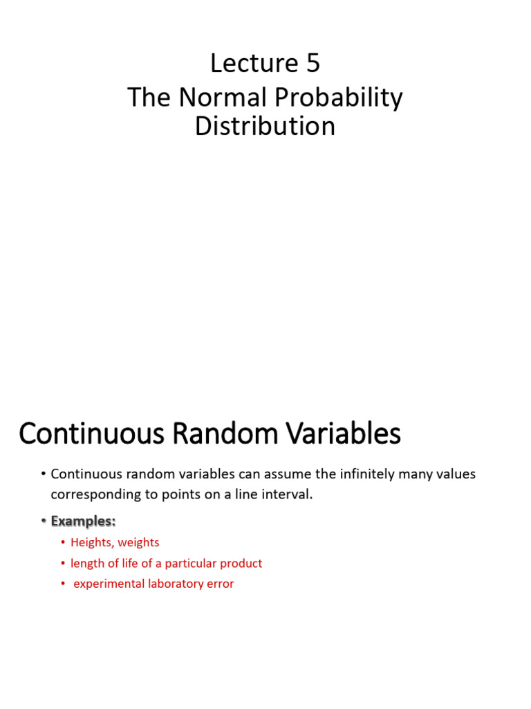 Lecture 05 - Normal Distribution Updated | PDF
