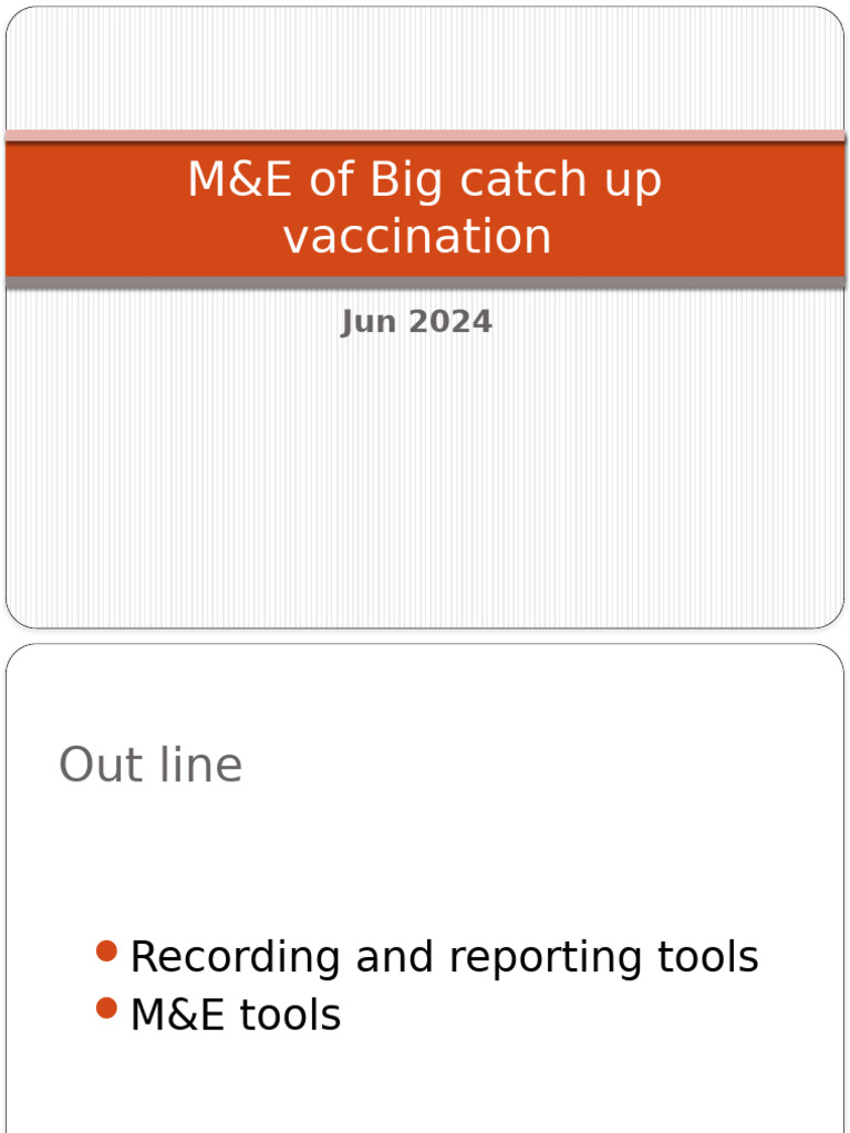 Big Catch-Up Vaccination M&E Guide | PDF | Medical Specialties | Medicine