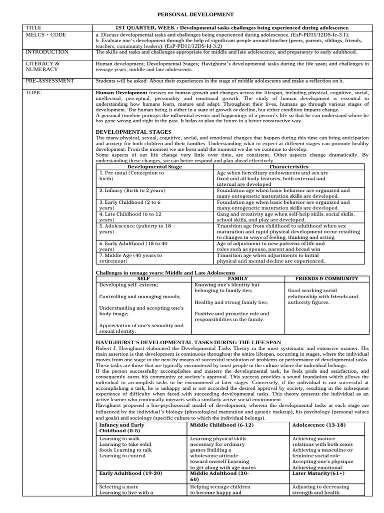 Elas Q1 W3 Perdev | PDF