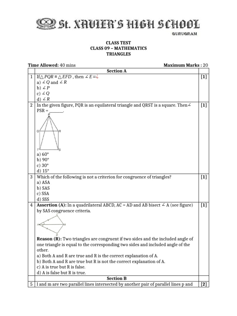 Class 9 Triangles | PDF