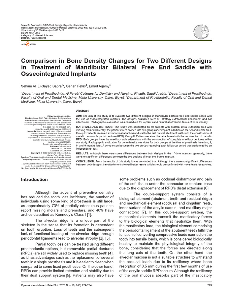 Comparison in Bone Density Changes For T | PDF | Dental Implant ...