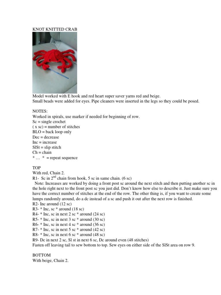 crochet-KNOT KNITTED CRAB | PDF