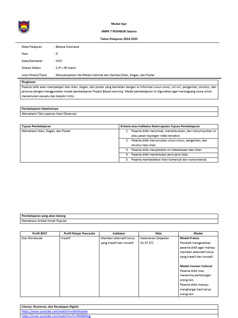 Modul Ajar BI 24-25 | PDF