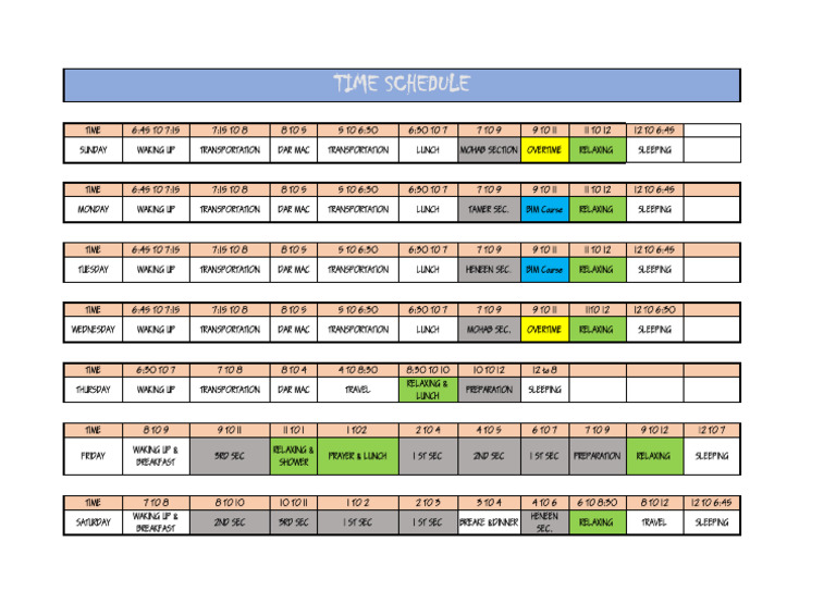 Time Shedule | PDF