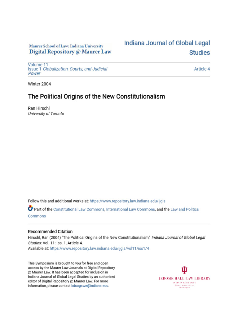 The Political Origins of The New Constitutionalism | PDF
