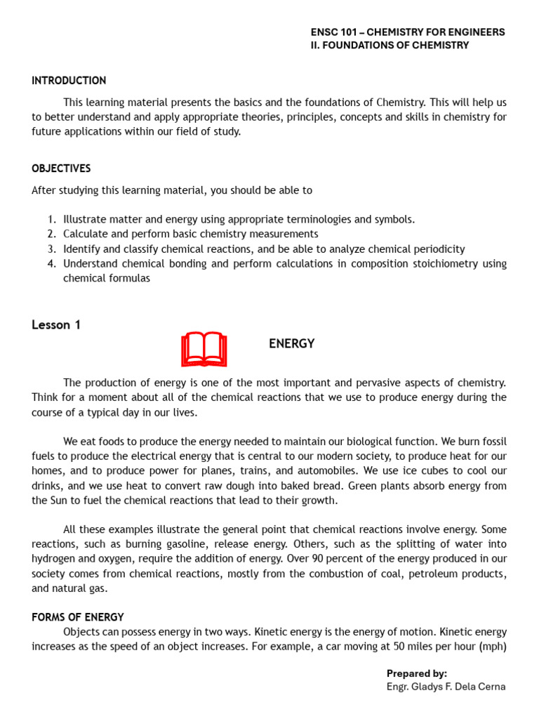 Module 2 Foundations of Chemistry | PDF