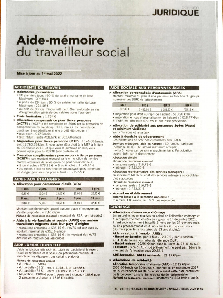 Aide Mémoire Du Travailleur Social | PDF