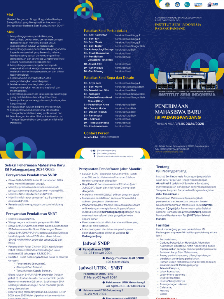 Brosur Lembaga ISI Padang Panjang 2024 | PDF