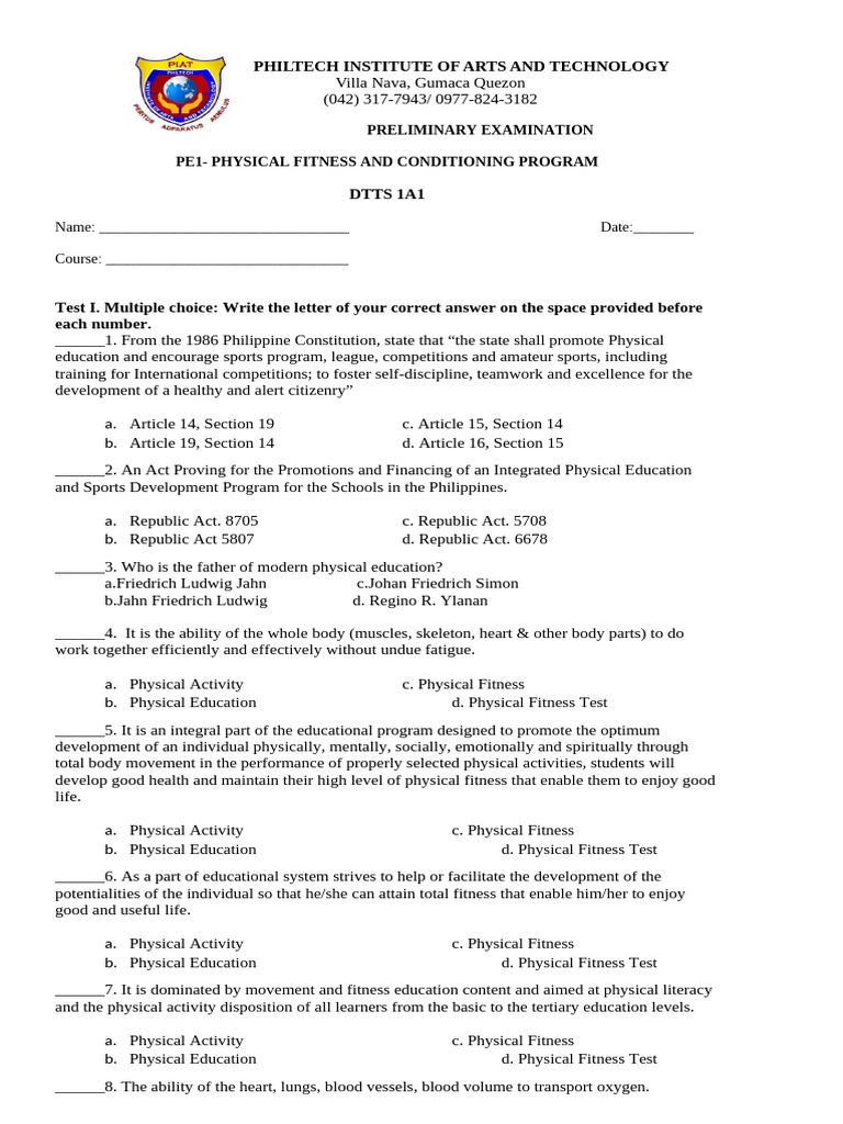 PE 1 Dtts 1A1 Physical Activities | PDF | Flexibility (Anatomy) | Wellness