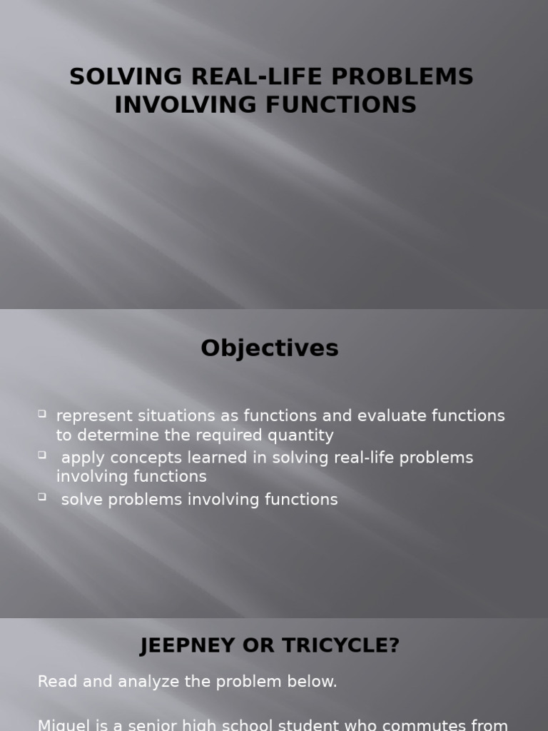Solving Real Life Problems Involving Functions | PDF