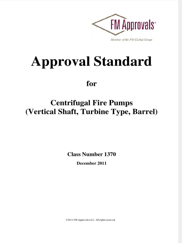 Approval Standard For Centrifugal Fire Pumps - Turbine | PDF
