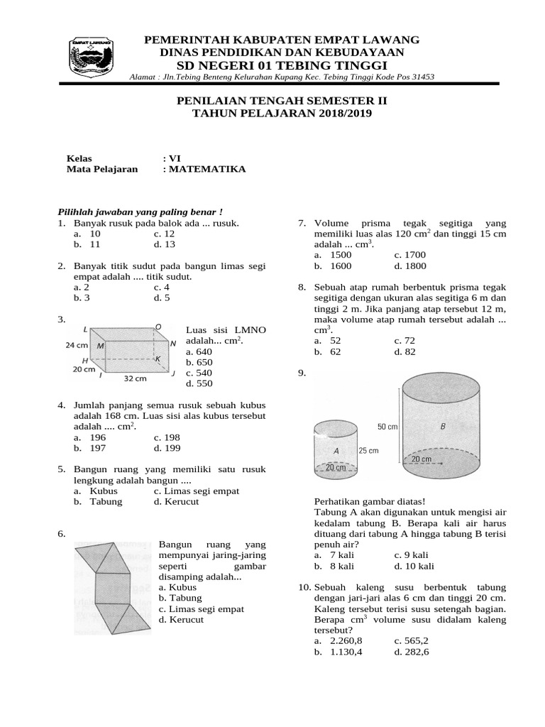 Soal Mid MTK SMT 2 | PDF