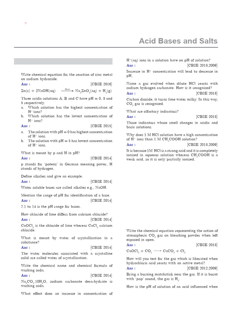 Acid Bases and Salts | PDF