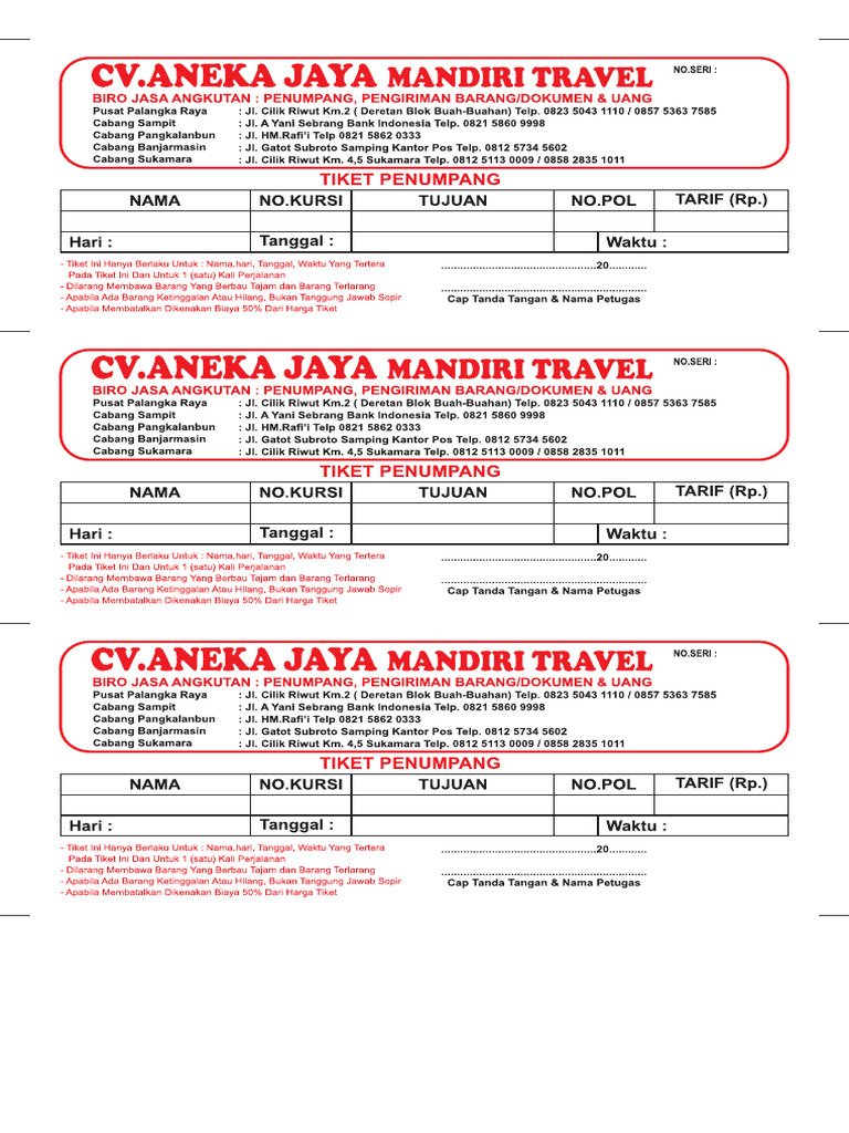 Nota Travel Aneka Jaya Mandiri | PDF