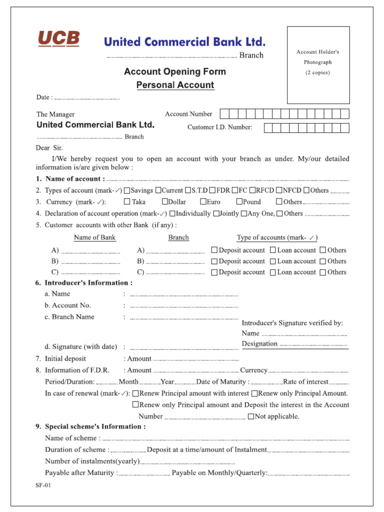 Personal Account Opening Form | PDF