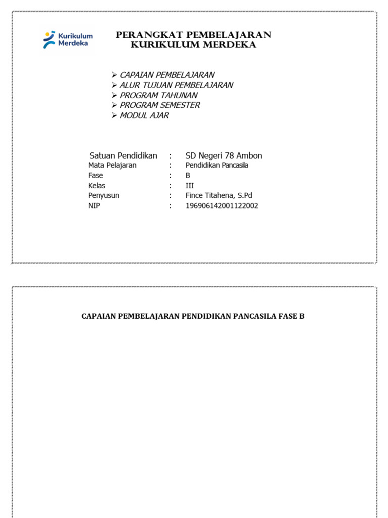 Perangkat Pembelajaran KUMER PKN KELAS 3 | PDF